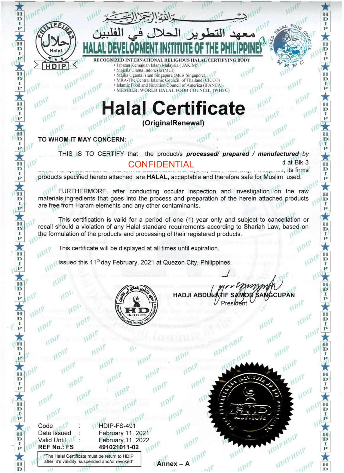 ISHIN Halal Certificate - Ishin